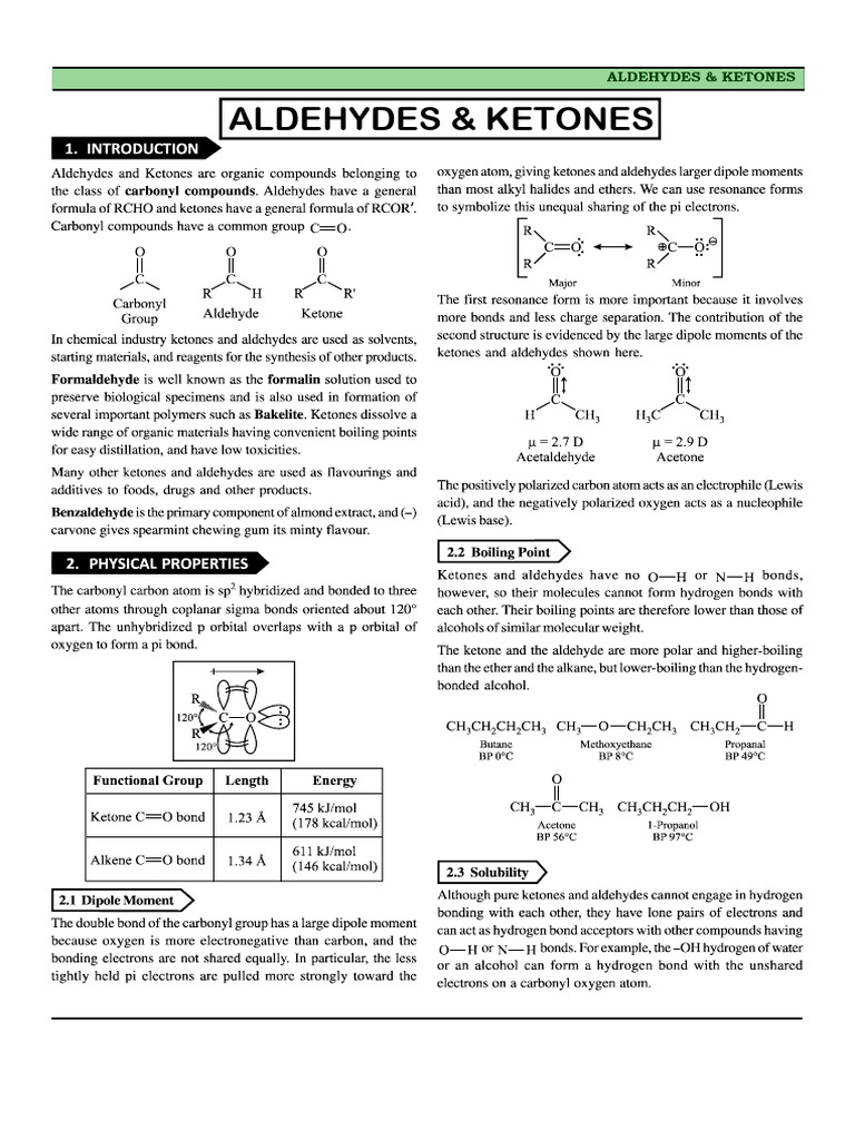 Aldehydes Ketones Acids Revision Notes | PDF