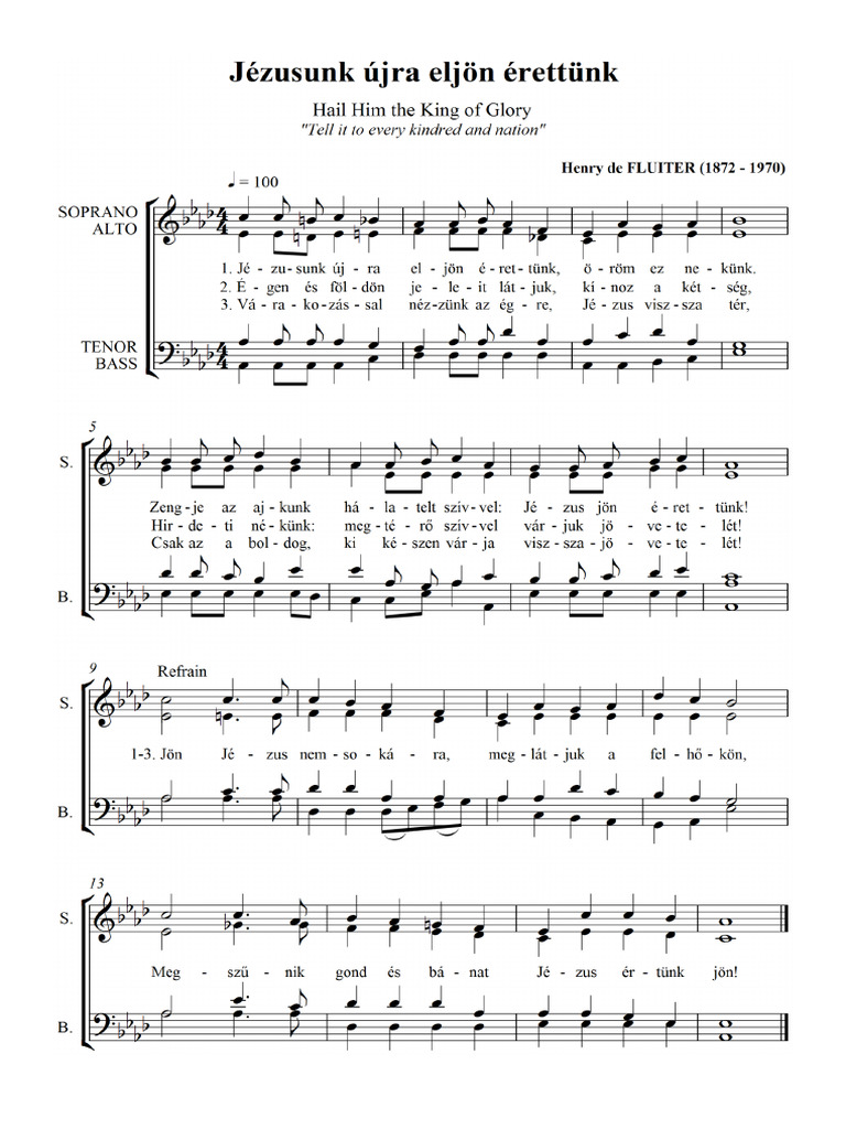 Fluiter - Jezusunk Ujra Eljon Erettunk | PDF