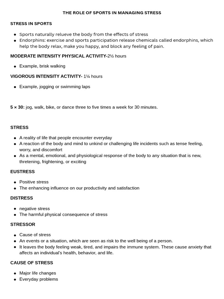Sports and Stress Management Insights | PDF | Stress (Biology) | Foot