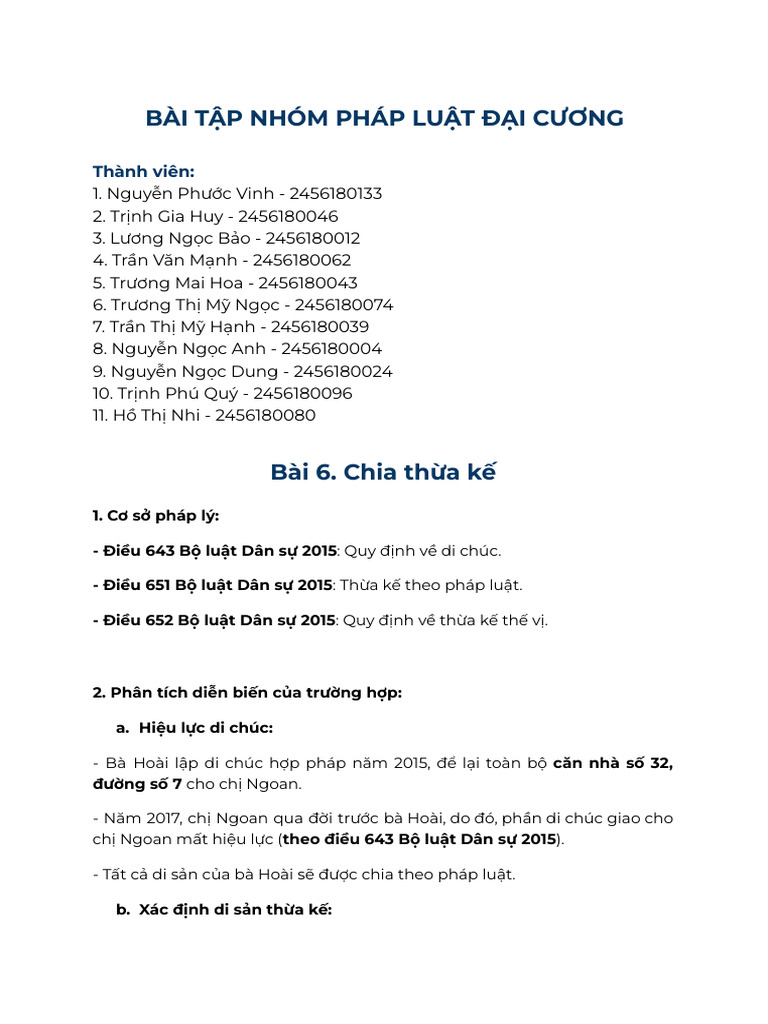 Bai Tap Dan Su - Phap Luat Dai Cuong | PDF