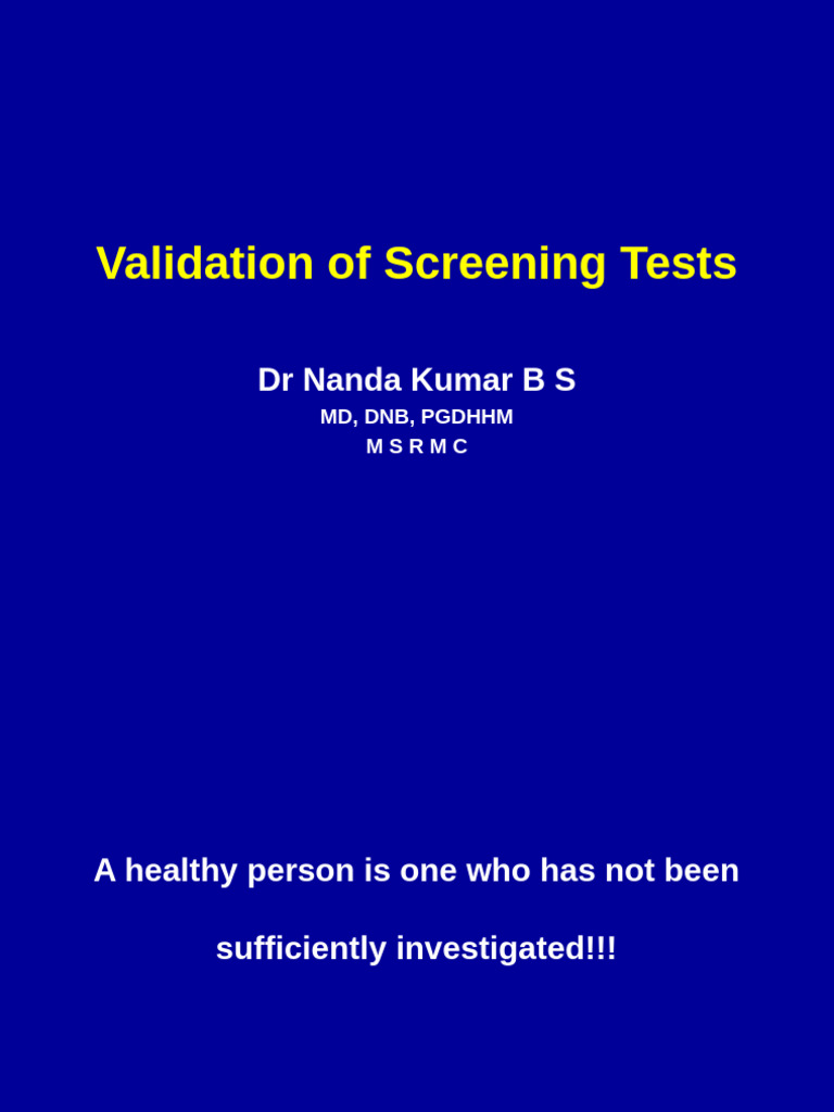 Final Validation Of Screening Tests 2 1 Pdf Sensitivity And