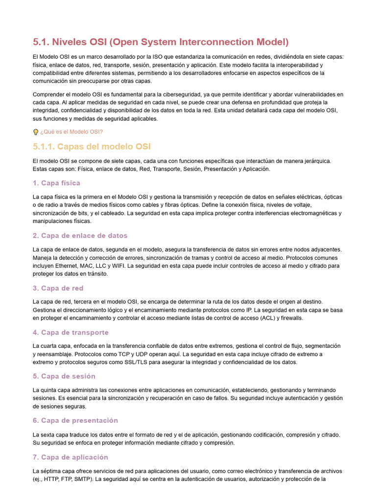 5.1. Niveles OSI (Open System Interconnection Model) | PDF | Modelo osi ...