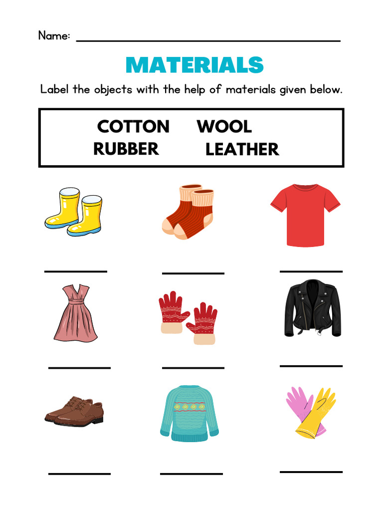 Clothes Materials Labeling Worksheet | PDF
