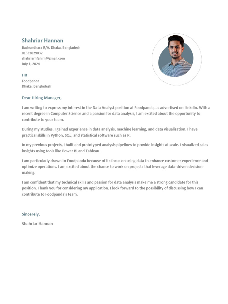 Shahriar Hannan Cover Letter 2 | PDF