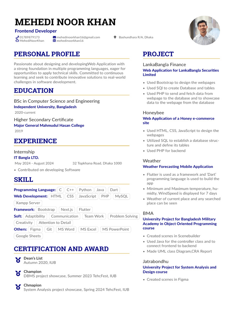 CV Mehedi Noor Khan (7) | PDF | Databases | Web Application