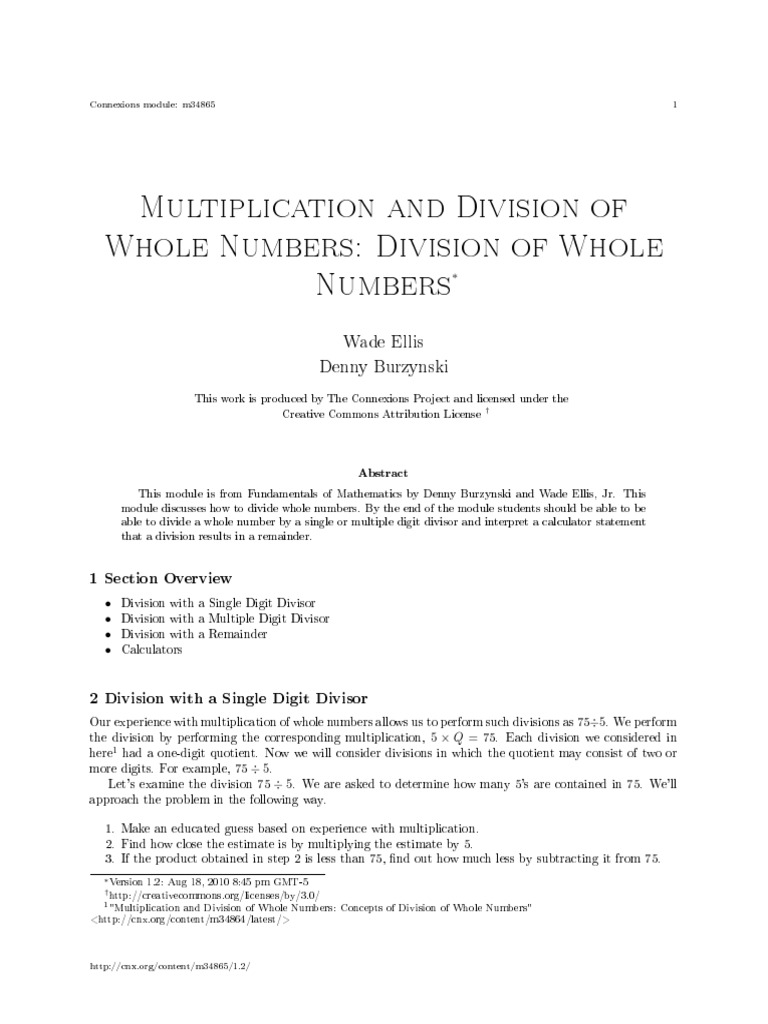 Division Fundamental Mathematics | PDF | Division (Mathematics ...