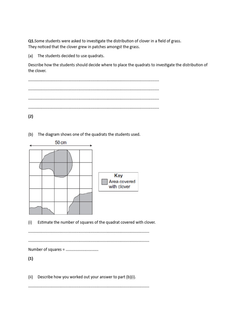 Ecological Sampling Questions With Answers Year 9 | PDF | Soil | Ph