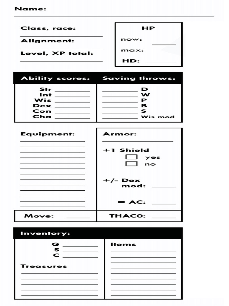 The Bookmark Character Sheet [form-fillable] | PDF