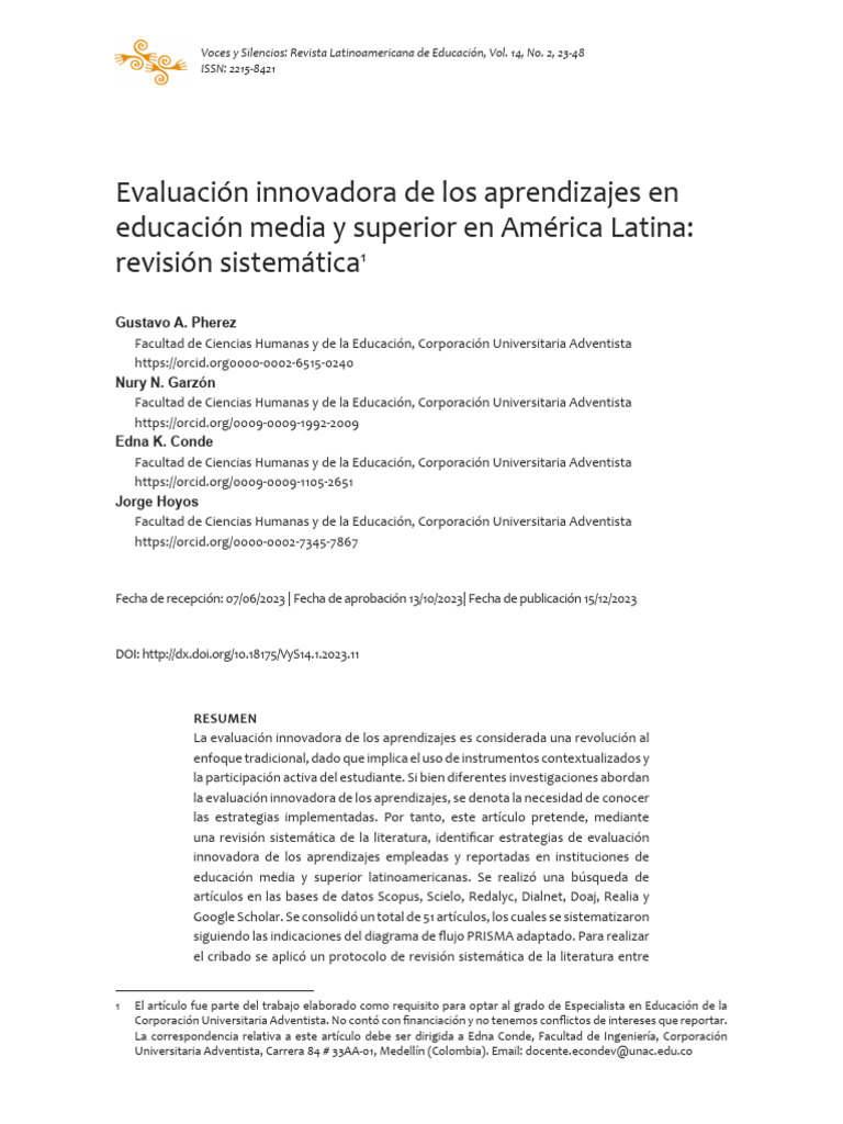 VyS_Articulo2_+8441 | PDF | Evaluación | Aprendizaje