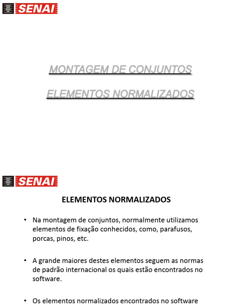 6 - Montagem Conjuntos - Elementos Normalizados | PDF | Parafuso | Informática