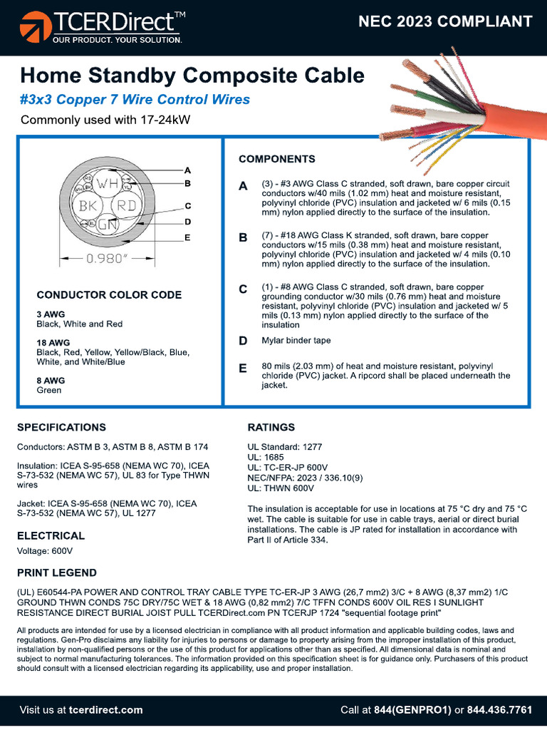 #3x3 Copper 7 Wire - TCER Spec Sheet | PDF | Electric Power ...