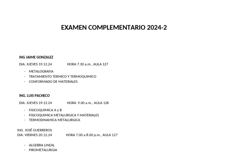 Examen Complementario 2024-2 | PDF
