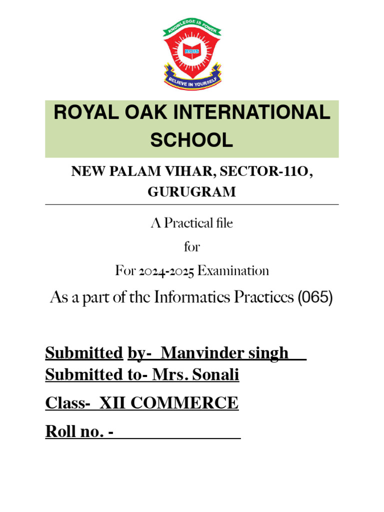 Ip practical file class 12 boards (1) | PDF | Data Management | Computer Programming