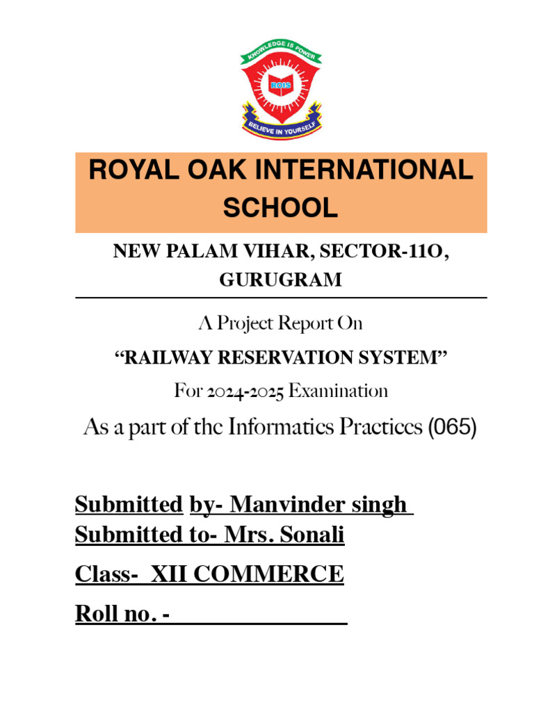 Railway Reservation System Project Report | PDF | Computer Program ...