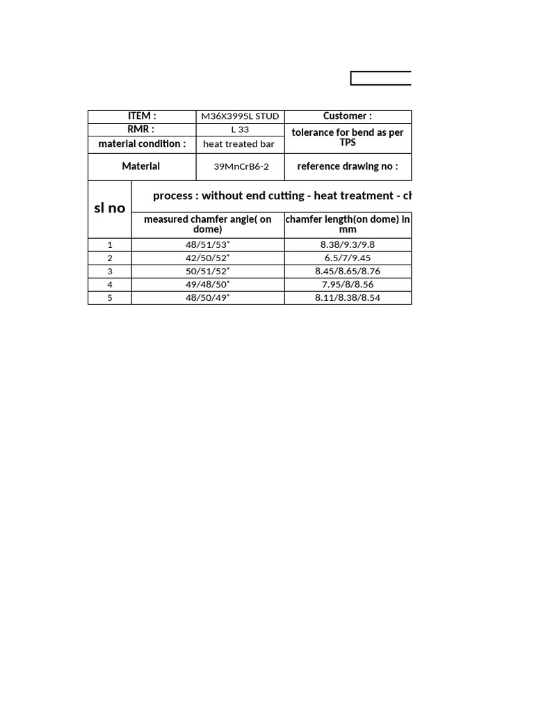 Chamfer Inspection Report For Both End Cutting & Shear Cutting | PDF ...