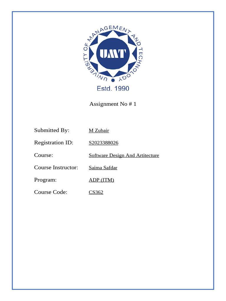 Zubair NDAM Assignment 1 | PDF Zubair NDAM Assignment 1 | PDF