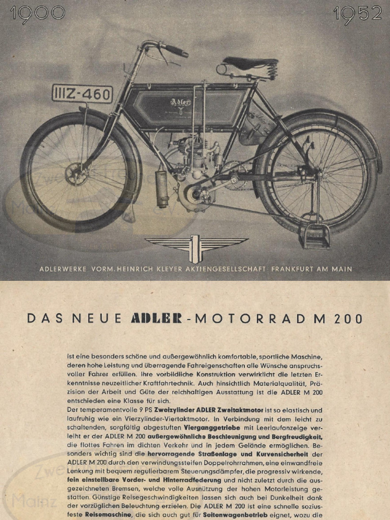 Adler Modell C3 BCbersicht 1952 | PDF
