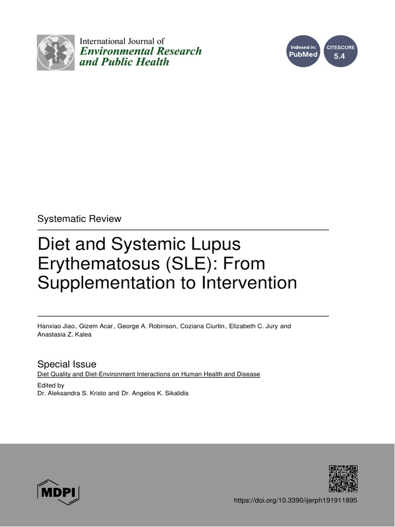 Diet and Systemic Lupus Erythematosus (SLE)- From Supplementation to ...