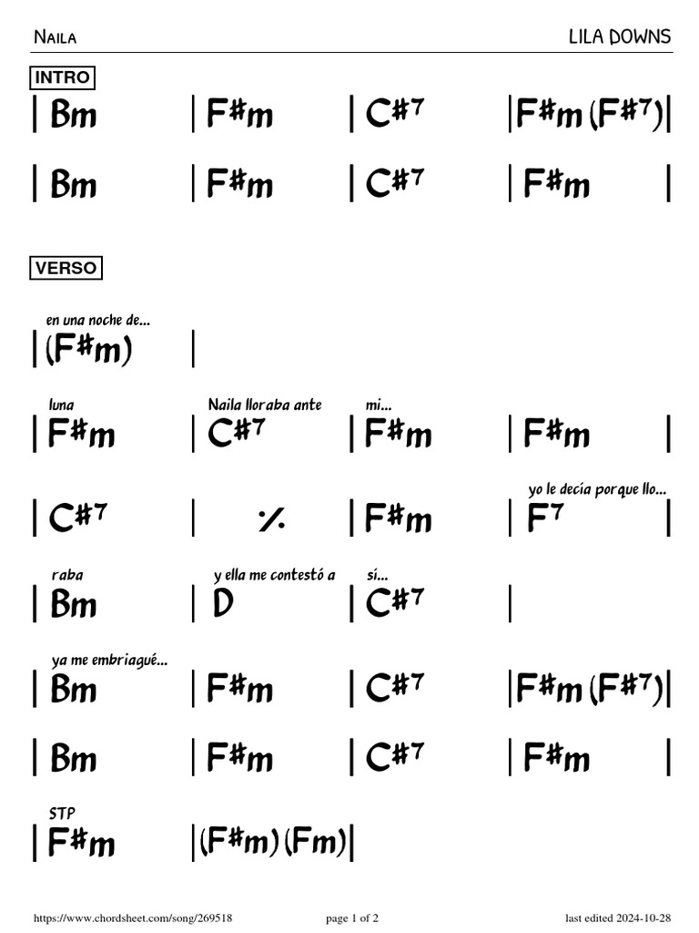Naila Lila Downs Chart | PDF