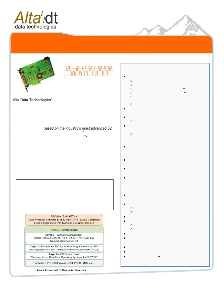 Alta ARINC PCIE4L A429 Data Sheet 1 | PDF | Computer Engineering | Computing