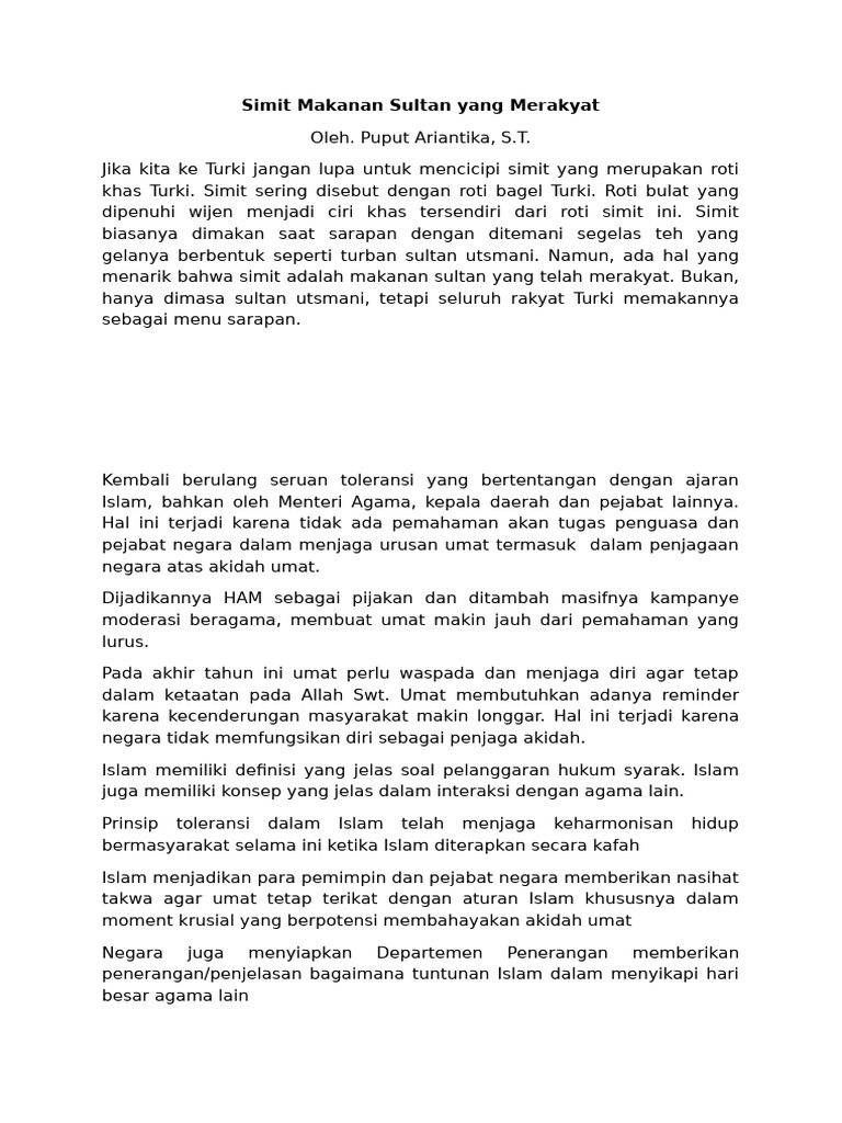 Simit: Makanan Sultan yang Merakyat | PDF