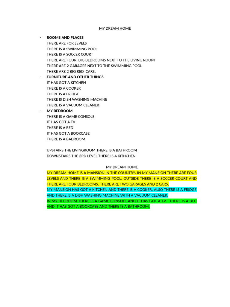 My Dream Home Outline | PDF