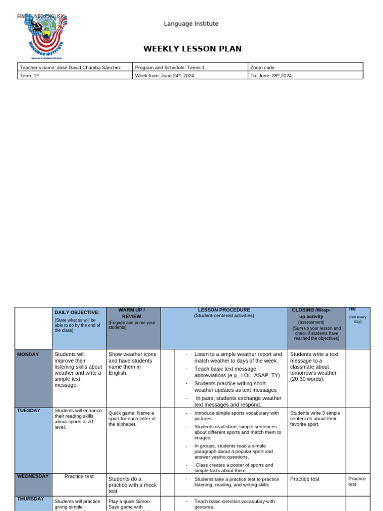 Lesson Plan Teens 1 Plan 21 | PDF | Text Messaging | Cognition