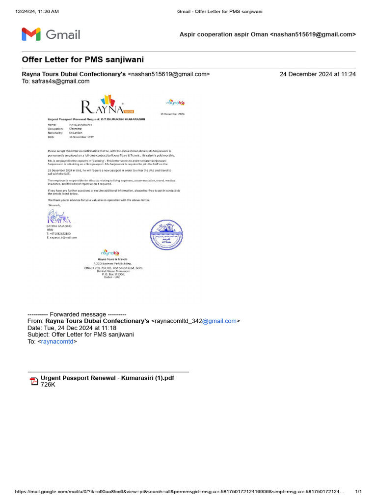 Gmail - Offer Letter For PMS Sanjiwani | PDF
