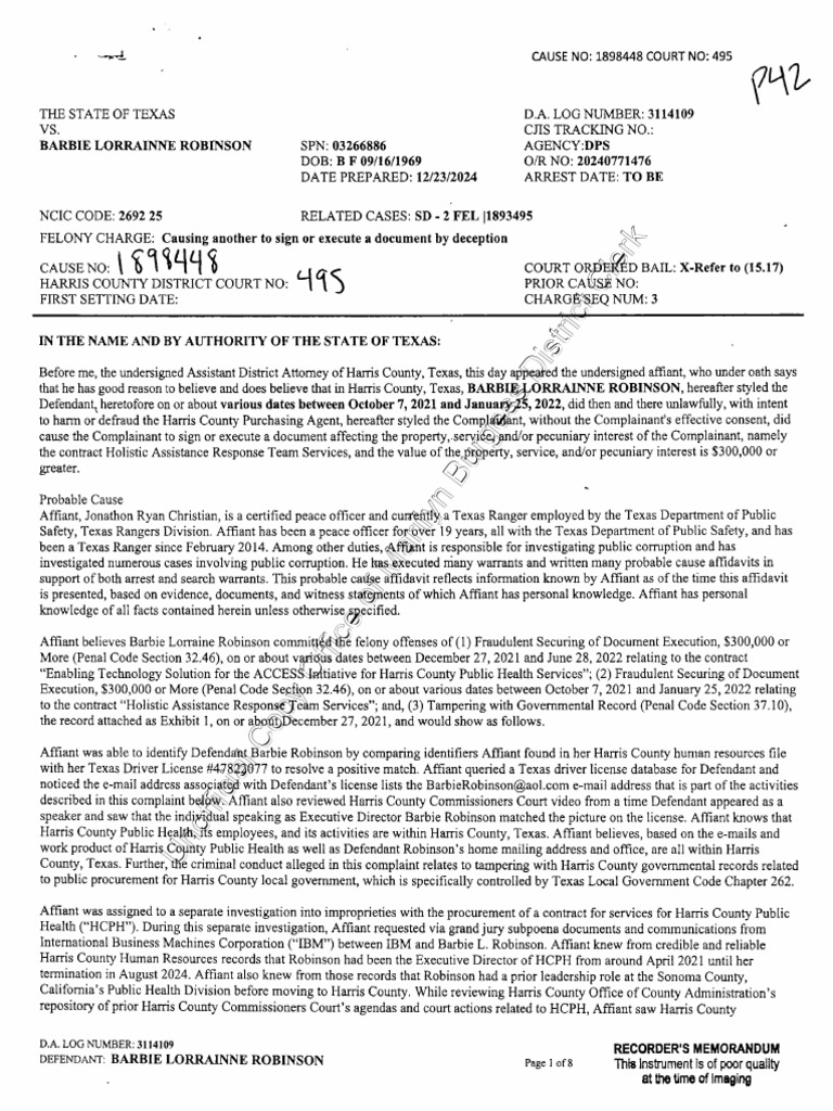 Barbie Robinson Charging Instrument | PDF