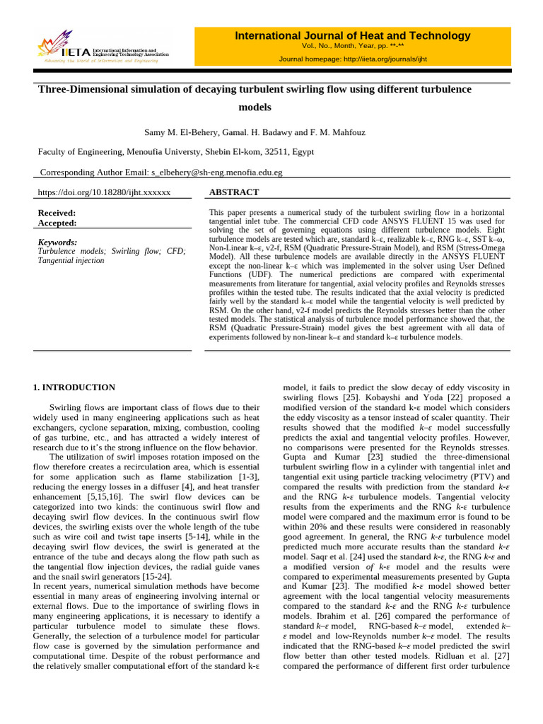 Revised Manuscript | PDF | Turbulence | Reynolds Number