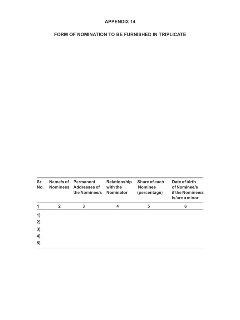 Appendix 14 Nomination | PDF | Government | Justice