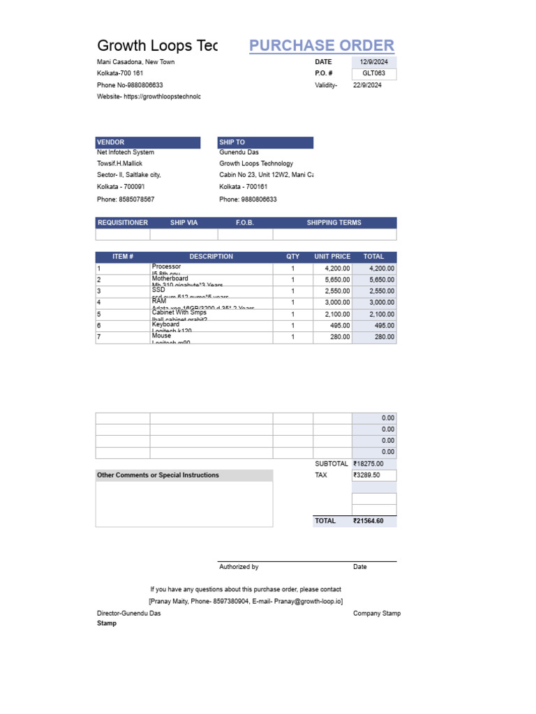 Purchase Order Demo Template 4 | PDF | Computer File | Spreadsheet