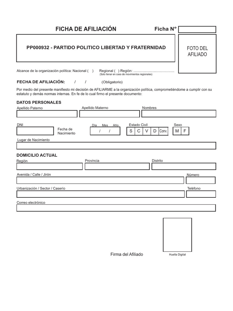 Ficha de Afiliacion | PDF