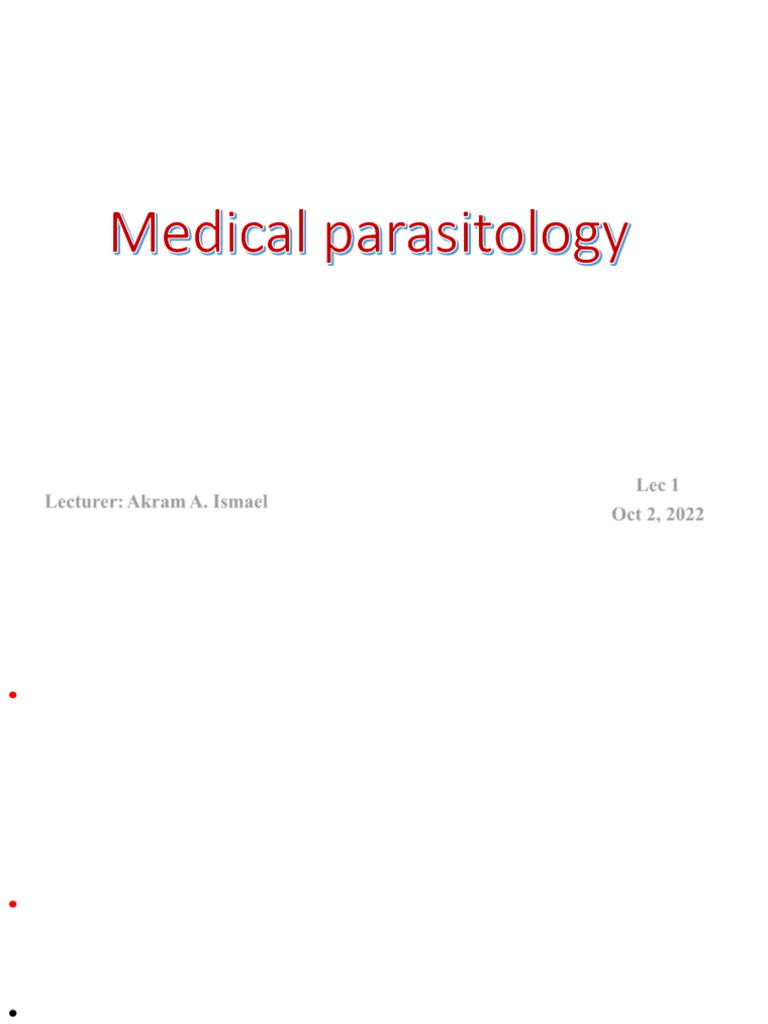M.Parasite lec 1 | PDF | Parasitism | Gastrointestinal Tract
