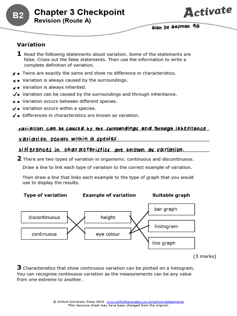 Worksheet - Revision - Inheritance and Evolution | PDF | Dominance ...