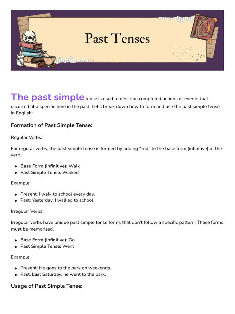 2.tenses - Pasts | PDF | Perfect (Grammar) | Grammatical Tense