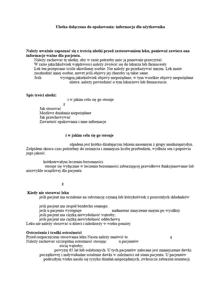 Nasen 10 MG, 20 Tabl - Powl., Zolpidem | PDF