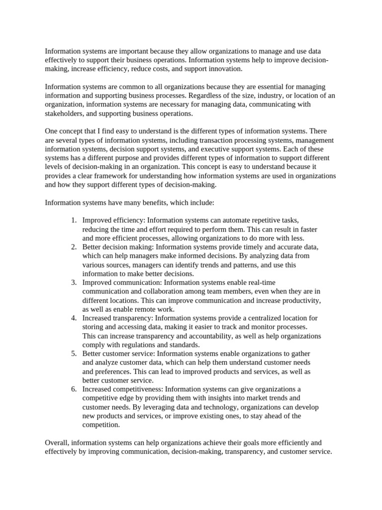 Information Systems Have Many Benefits | PDF | Information | Business Process