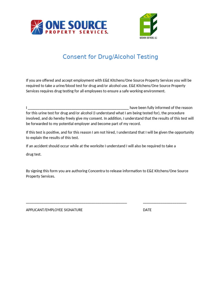 Drug/Alcohol Testing Consent Form | PDF
