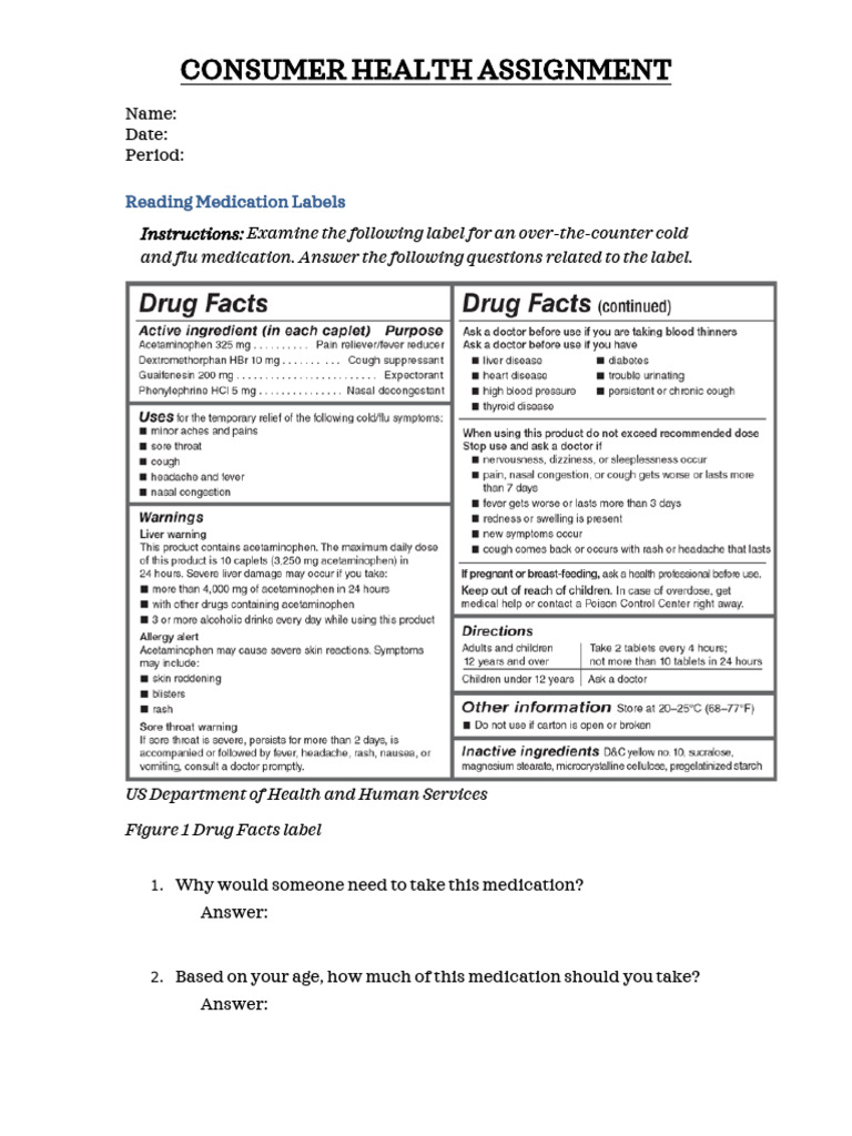 Reading Medication Labels Assignment | PDF