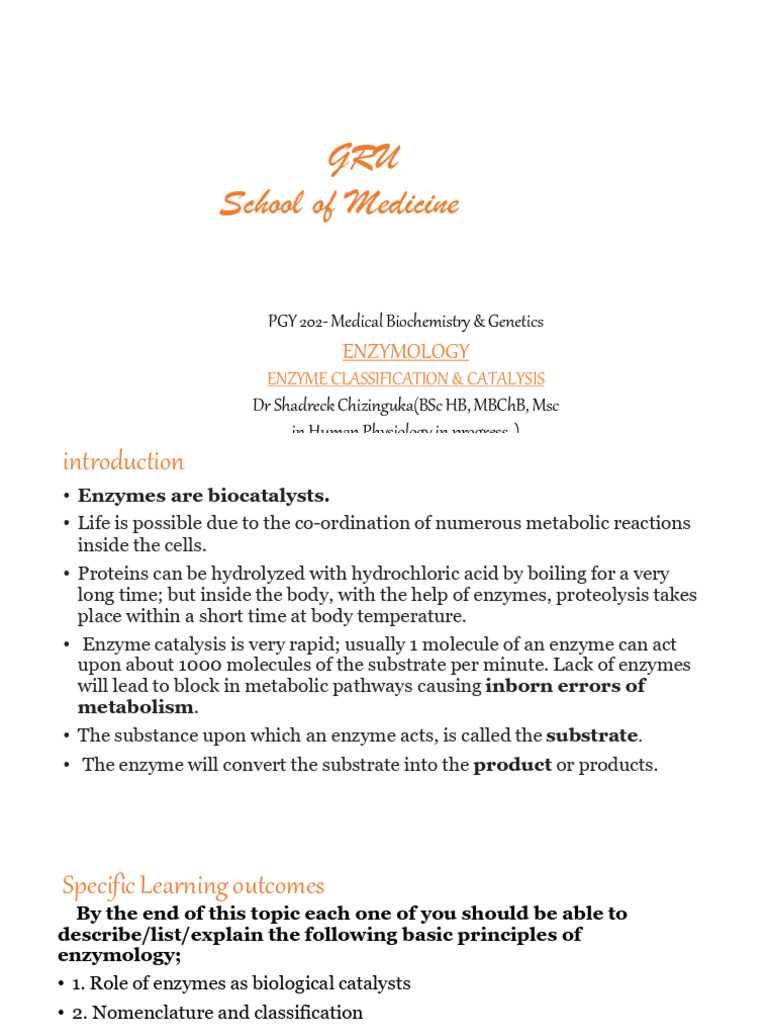 Enzyme Classification and Catalysis | PDF | Enzyme Inhibitor | Enzyme