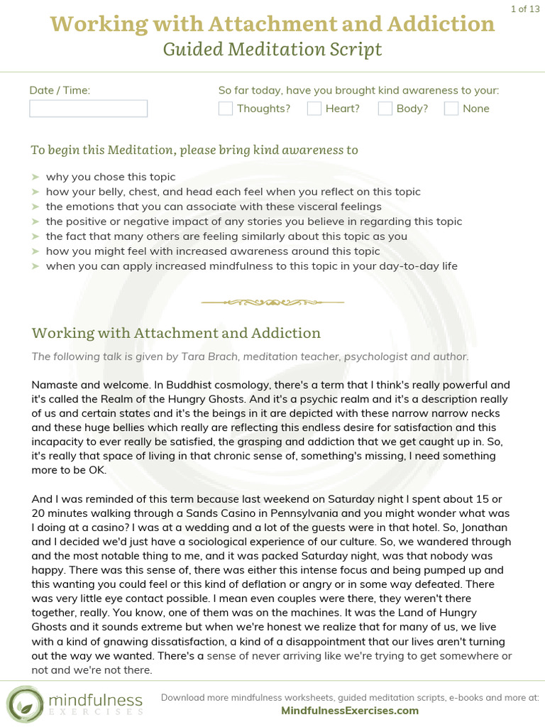 Guided Meditation Script: To Begin This Meditation, Please Bring Kind ...