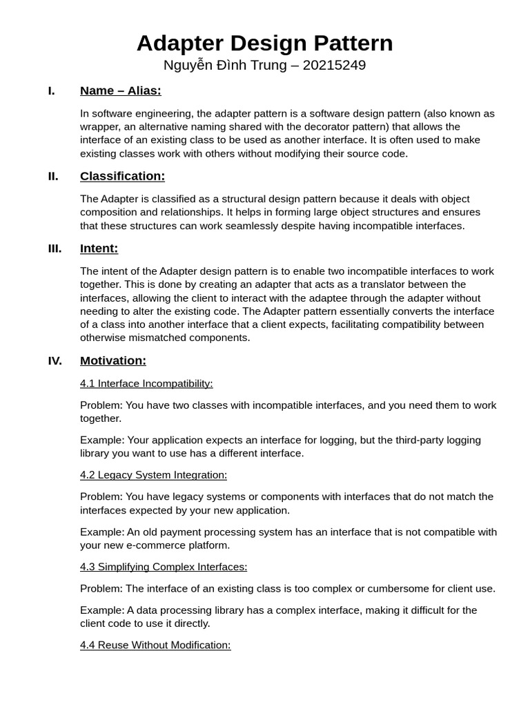 Adapter Design Pattern | PDF | Interface (Computing) | Computing Adapter Design Pattern | PDF | Interface (Computing) | Computing