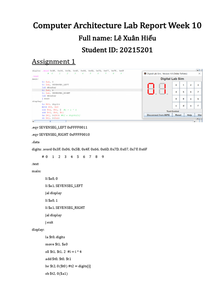Assembly Lab10 LeXuanHieu 20215201 | PDF