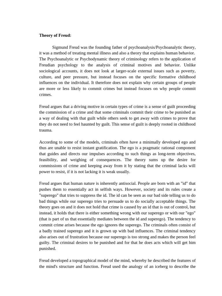 Freud's Psychoanalytic Theory of Crime | PDF | Id | Psychoanalysis