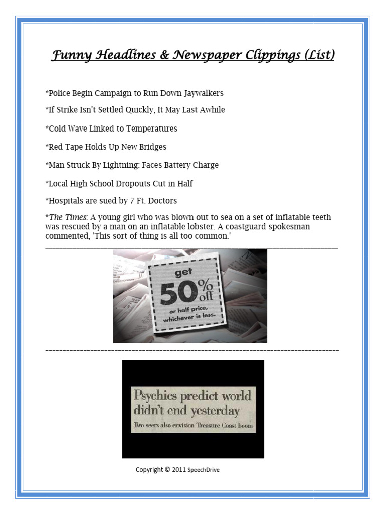 Funny Headlines List4 | PDF