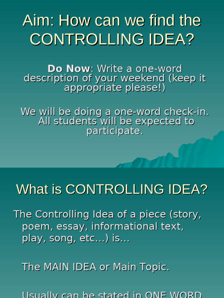 Controlling Idea | PDF