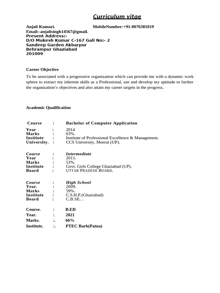 Anjali. Resume | PDF