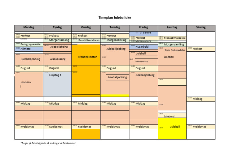 Juleballuke Timeplan | PDF