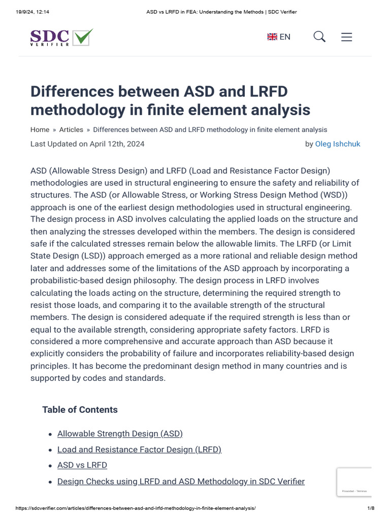 ASD Vs LRFD in FEA - Understanding The Methods - SDC Verifier | PDF ...